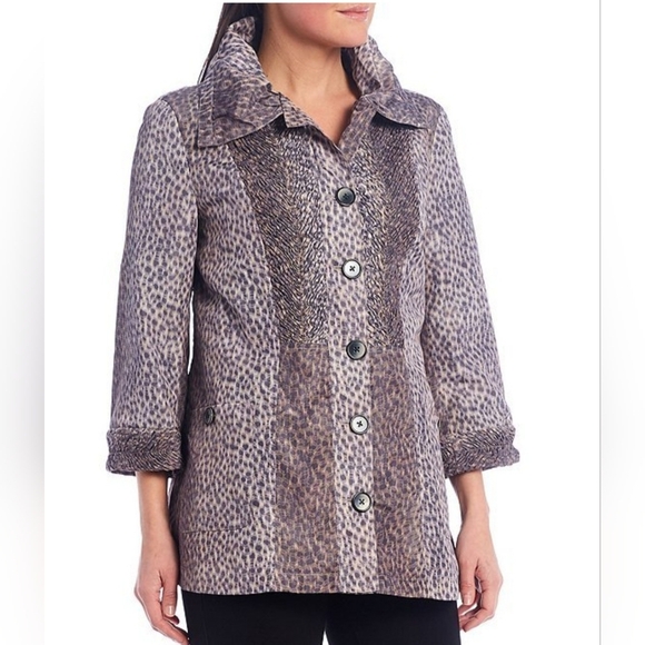Multiples | Jackets & Coats | Multiples Black Taupe Leopard Print 34 ...